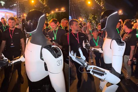 Teslas Optimus Humanoid Robot Interacts With Guests At We Robot Event Dancing Ensues Techeblog