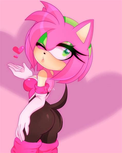 Rule 34 Amy Rose Amy The Bat Bodysuit Curvy Heart Symbol Neckline Presenting Ass Rouge The Bat