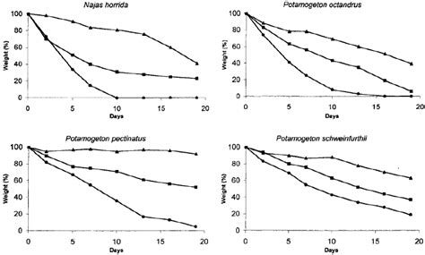 Reduction In Wet Weight Of Four Submerged Macrophyte Species In The