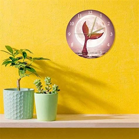 Buy Wall Clock Mermaid With The Moonlight Wall Clock Princess Ariel Tail Mermaid Decor For Girl
