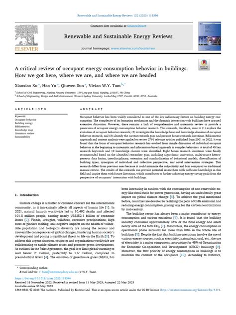 A Critical Review Of Occupant Energy Consumption Behavior In Buildings How We Got Here Where We