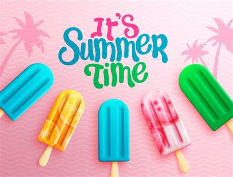 Summer Popsicles Vector Background Design Its Summer Time Text With