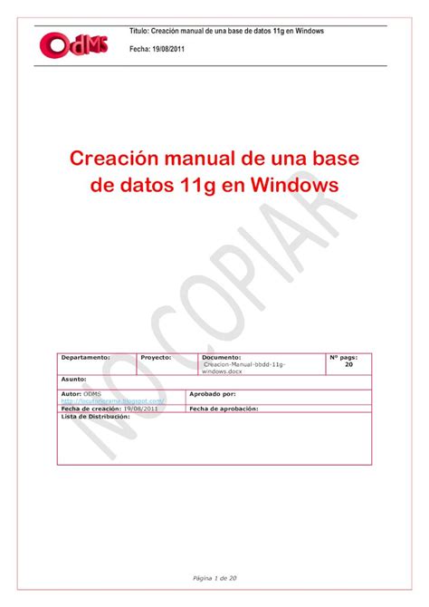Pdf Oracle Creación Manual De Una Base De Datos 11g En Windows Dokumen Tips