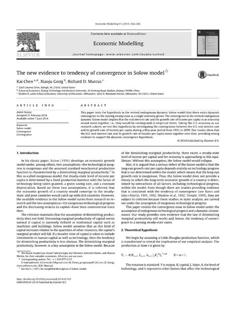 The New Evidence To Tendency Of Convergence In Solow Model Pdf