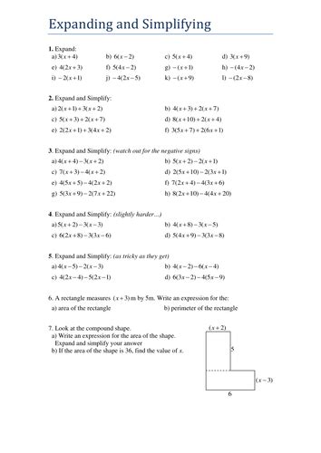 Gcse Expanding And Simplifying Algebra By Tristanjones Teaching Resources Tes