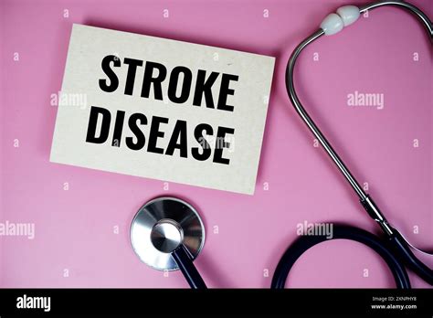 Stroke Disease Text With Stethoscope On Pink Background Healthy And Wellness Concept Stock