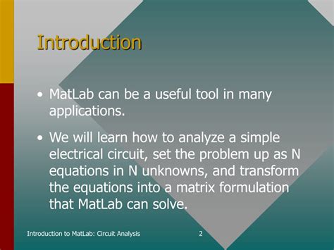 Ppt Introduction To Matlab Circuit Analysis Powerpoint Presentation