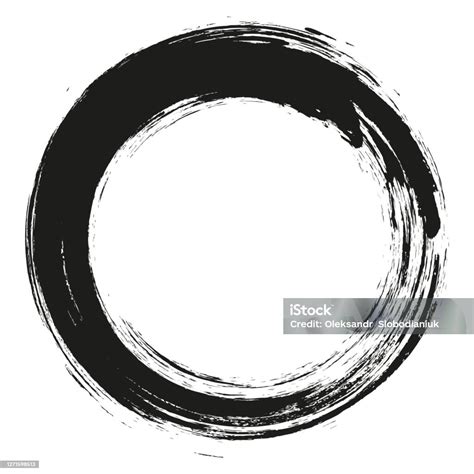 벡터 브러시는 흰색 배경에 페인트원을 스트로크합니다 잉크 손으로 그린 페인트 브러시 원 로고 라벨 디자인 요소 벡터 일러스트레이션 검은 추상 원 프레임 0명에 대한 스톡