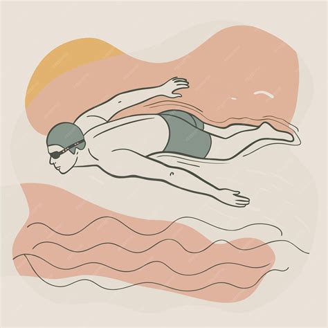 Un Dibujo De Una Persona Nadando En El Agua Con Un Sol Detrás De Ellos