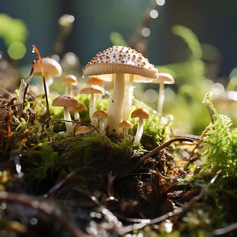 Pequeña Seta Blanca En La Hierba Foto Premium