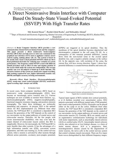 Pdf A Direct Noninvasive Brain Interface With Computer Based On Steady State Visual Evoked