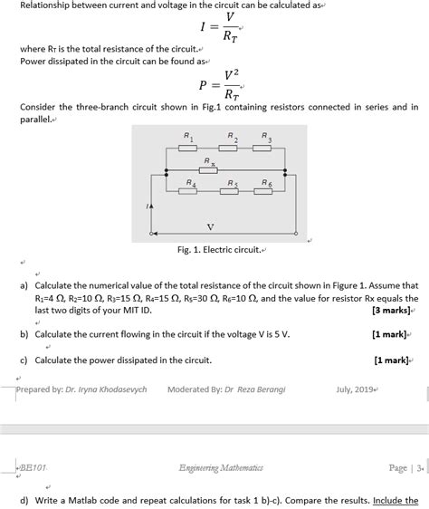 Solved Relationship Between Current And Voltage In The Chegg Com