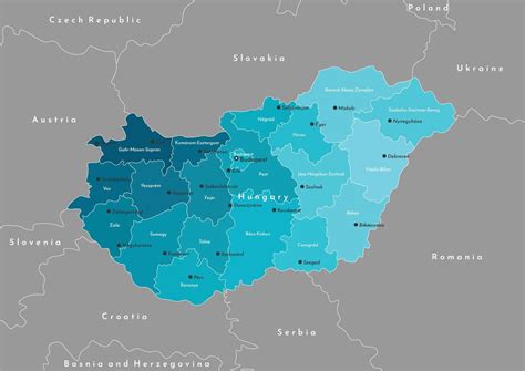 Vector Modern Illustration Simplified Administrative Map Of Hungary In