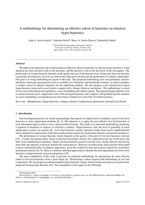 Pdf A Methodology For Determining An Effective Subset Of Heuristics In Selection Hyper Heuristics