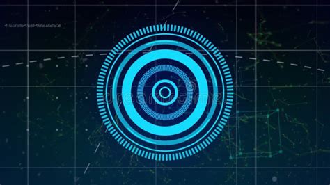 Animation Of Data Processing And Round Scanner Over Grid Network