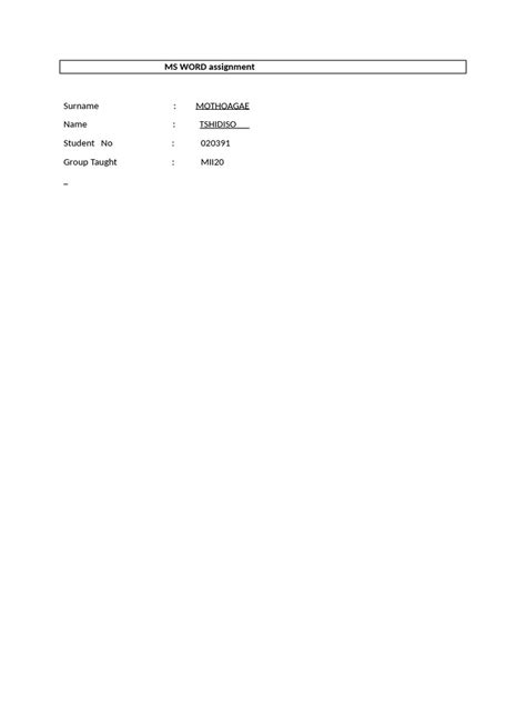 Ms Word Assignment Pdf Microsoft Word Paragraph