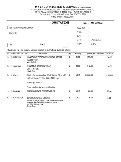 Conventional Method Quotation Pdf