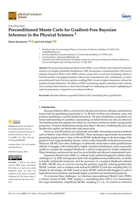 Pdf Preconditioned Monte Carlo For Gradient Free Bayesian Inference In The Physical Sciences