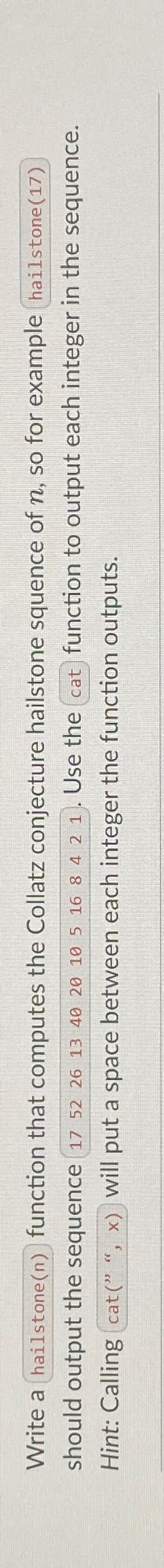 solved write a function that computes the collatz conjecture