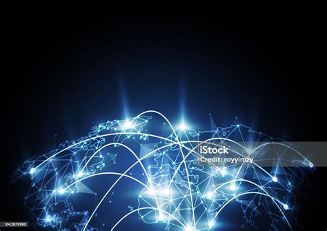 글로벌 네트워크 연결입니다 세계 지도 포인트와 라인 구성의 개념은 글로벌 비즈니스 벡터 일러스트 레이 션 3차원 형태에 대한 스톡 벡터 아트 및 기타 이미지 Istock
