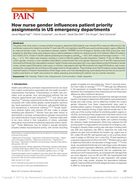 Pdf How Nurse Gender Influences Patient Priority Assignments In Us
