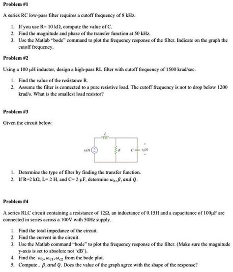 SOLVED Problem A Series RC Low Pass Filter Requires A Cutoff Frequency Of KHz If You