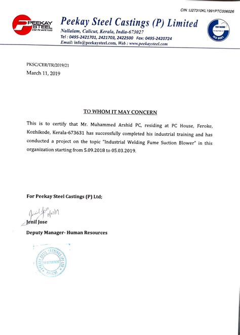 Muhammed Arshid Pc On Linkedin My Industrial Training Program