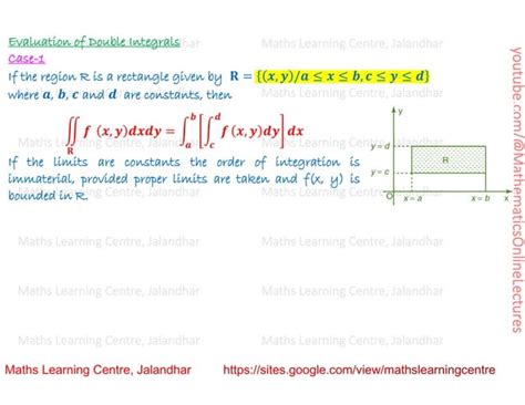 Advanced Mathematics Multiple Integrals Double Integrals In Cartesian Polar Coordinates