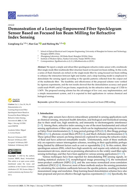 Pdf Demonstration Of A Learning Empowered Fiber Specklegram Sensor Based On Focused Ion Beam