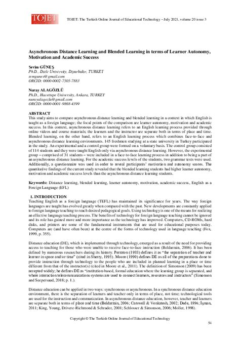 Pdf Asynchronous Distance Learning And Blended Learning In Terms Of