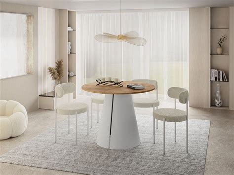 Wfl Group Esstisch Lamio Ausziehbar Rund Modern Mit Weißen Metallbeinen