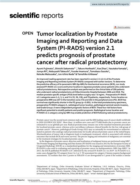 Pdf Tumor Localization By Prostate Imaging And Reporting And Data System Pi Rads Version 2 1