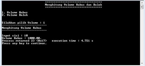 Program C Menghitung Volume Kubus Dan Balok Program C