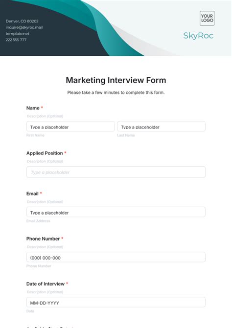 Free Interview Form Template To Edit Online