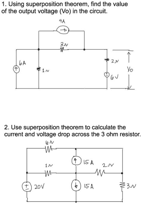 solved using the superposition theorem find the value of the output