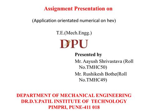 Application Orientated Numerical On Hev Ppt