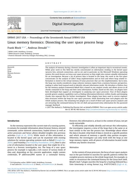 Pdf Linux Memory Forensics Dissecting The User Space Process Heap