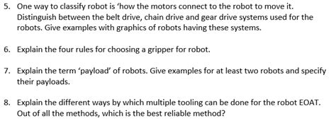 Solved 5 One Way To Classify Robot Is How The Motors