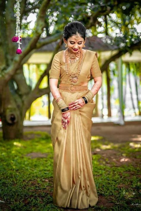 Golden South Indian Sarees For Brides South Indian Bride Saree South