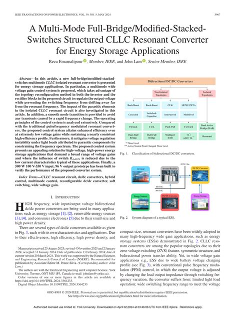 Pdf A Multi Mode Full Bridge Modified Stacked Switches Structured Cllc Resonant Converter For