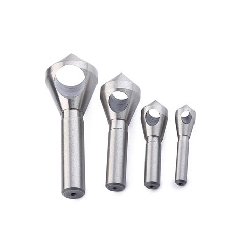 4 Pcs Cobalt Steel Single End Countersink Chamfer Tool Deburring Tool Set Round For Cutting