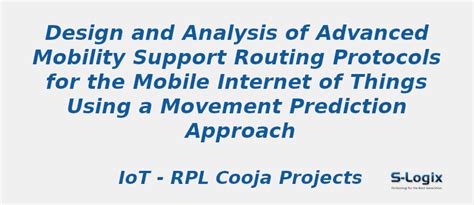 The Mobile Iot Using A Movement Prediction Approach S Logix