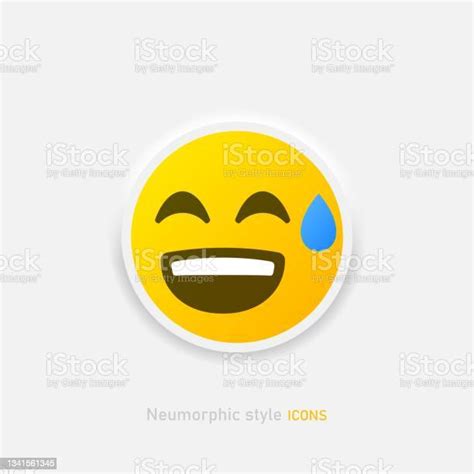 노형성 이모티콘 벡터 아이콘 회색 배경 벡터 Eps 10에 고립 된 노성모티즘 스타일의 눈물 이모티콘에 긍정적 인 웃음 3차원 형태에 대한 스톡 벡터 아트 및 기타 이미지