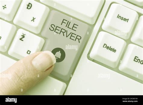 Sign Displaying File Server Conceptual Photo Device Which Controls Access To Separately Stored
