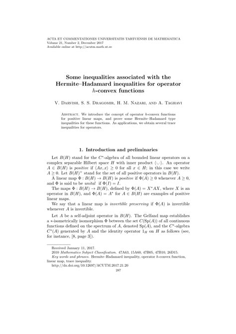Pdf Some Inequalities Associated With The Hermite Hadamard Inequalities For Operator H Convex