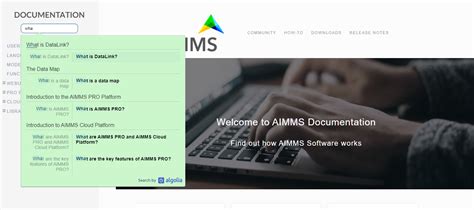 New Search In Documentation And How To Aimms Community