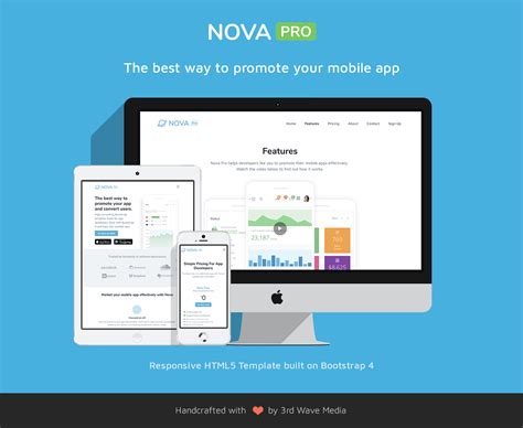 Nova Pro Bootstrap 4 App Template For Mobile App Startups