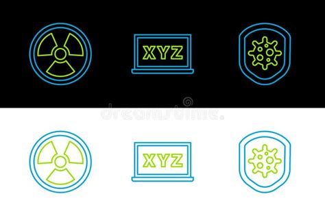 Set Line Shield Protecting From Virus Radioactive And Xyz Coordinate