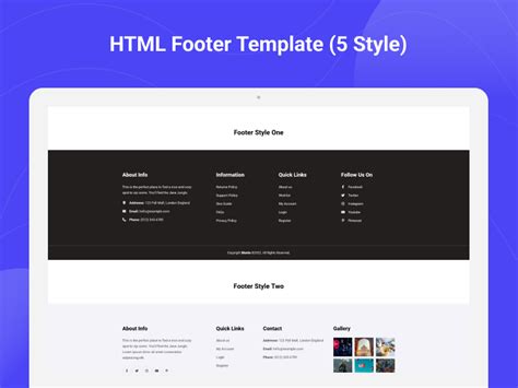 HTML Footer Template HTML Lib