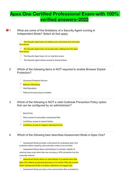 Apex One Certified Professional Exam With 100 Verified Answers 2022 Scholarfriends